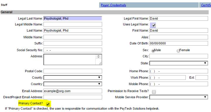 How to Configure Staff as a Primary Contact